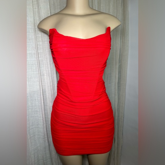 Dresses | Salenew Red Mesh Corset Mini Dress | Poshmark